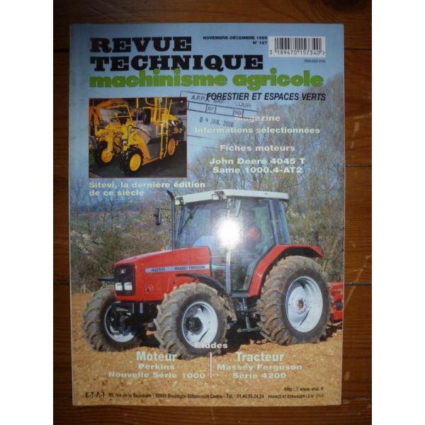RTA Revue technique agricole MASSEY-FERGUSON Série 4200 Moteur PERKINS Nouvelle Série 1000