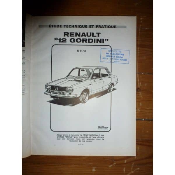 Renault 12 Gordini Fiche Technique