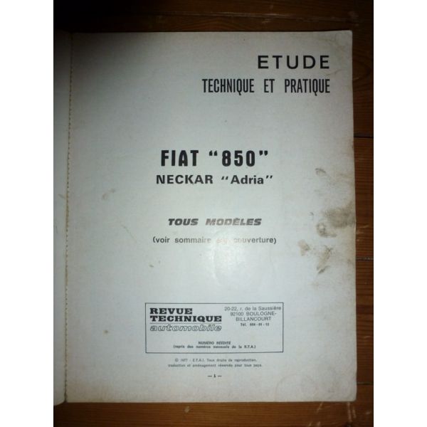 RTA Revues techniques FIAT 850 NECKAR ADRIA