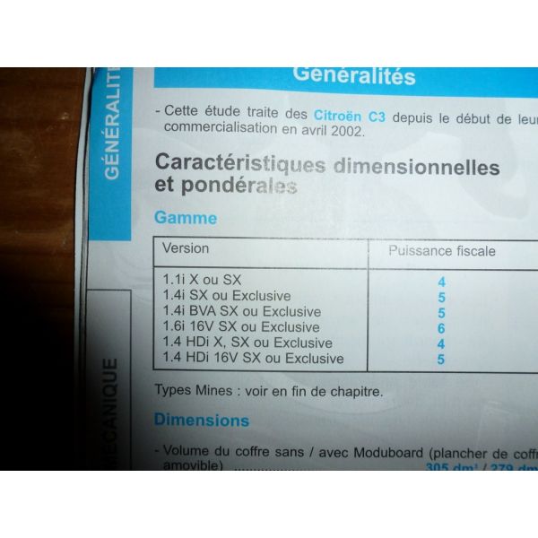 Revue technique CITROEN C3 après 04/2002