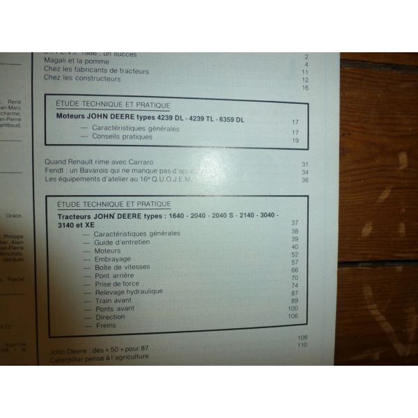 RTA Revue technique agricole JOHN DEERE 1640,2040,2040S,2140,3040,3140 et XE - Moteurs 4239DL et ...