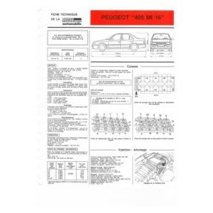 Fiche Technique Peugeot 405 Mi16