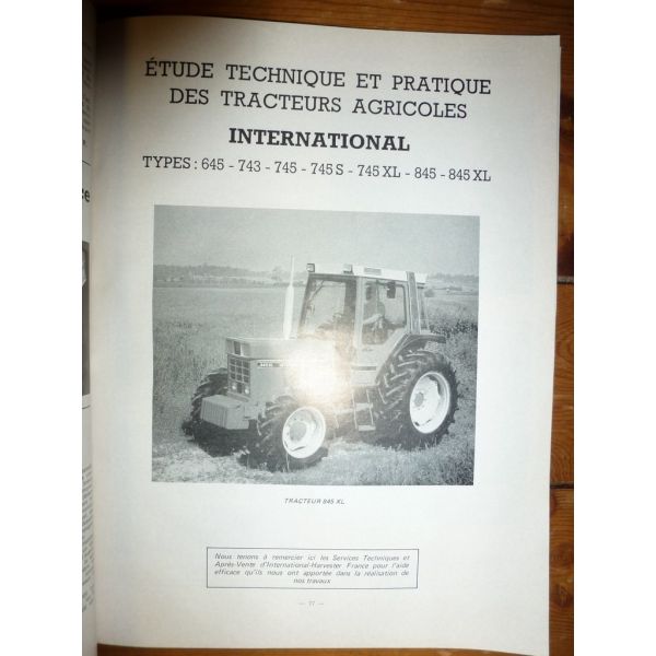 INTERNATIONAL Tracteurs 645,743,745,745S,745XL,845,845XL moteurs D.206 ...