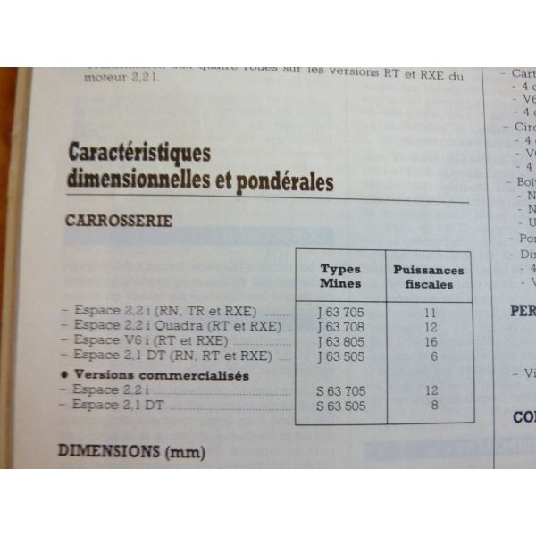 Revue technique RENAULT ESPACE depuis 1991 Essence et Diesel