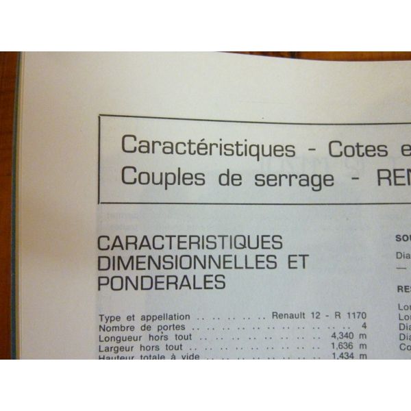 RTA Revues techniques RENAULT R12 (R1170)