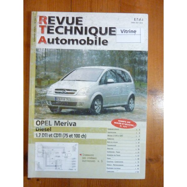RTA Revues techniques OPEL MERIVA Diesel 1.7 DTI & CDTI 75CV et 100CV