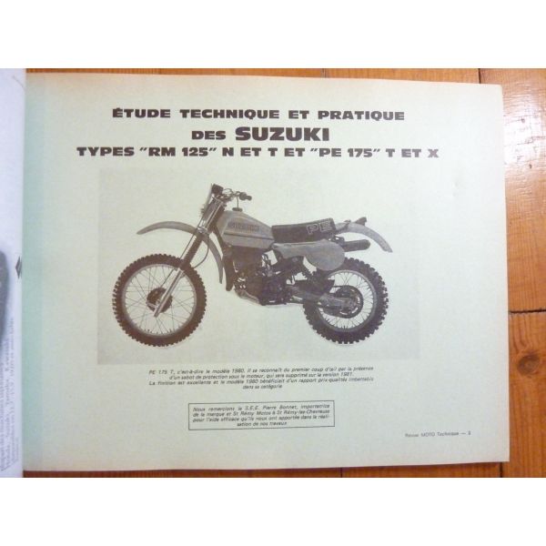 SUZUKI 125 RM type N et T - SUZUKI PE 175 Type T et X - YAMAHA XJ 650 ...