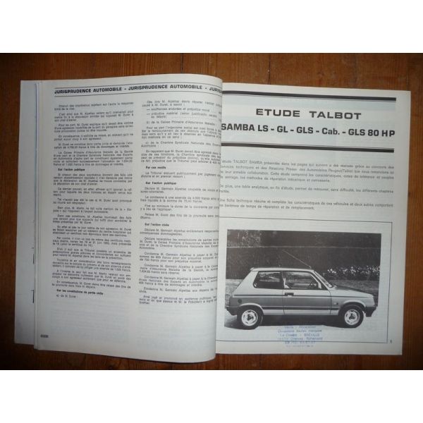 Revue technique TALBOT SAMBA LS - GL - GLS - Cab - GLS 80HP