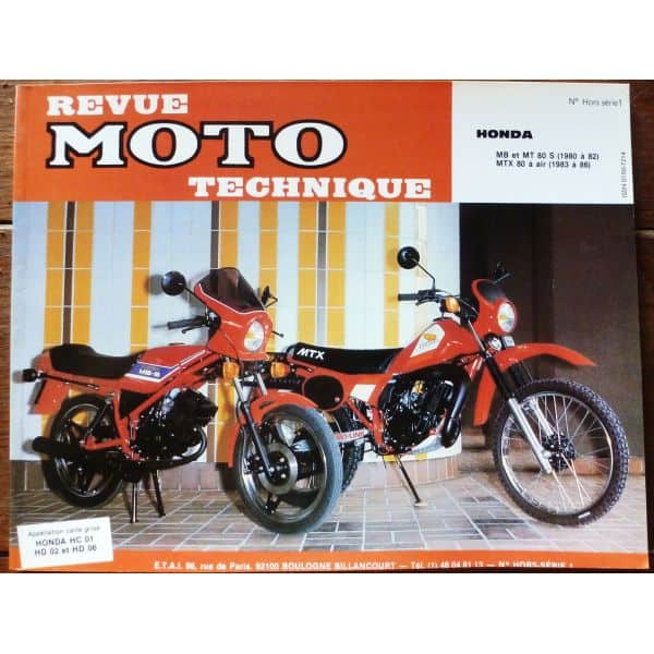 HONDA 80cc MB , MT de 1980 à 1982 HONDA 80cc MTX de 1983 à 1986 RRTMHS001.1