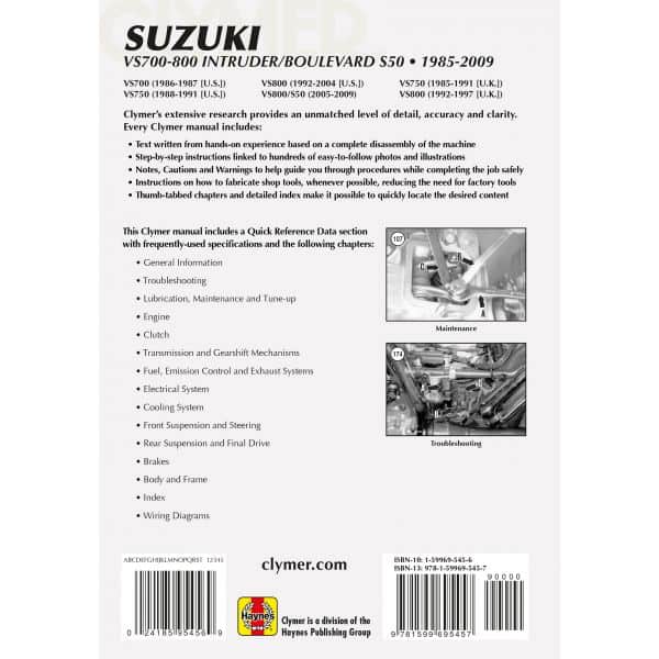 SUZUKI VS700-VS800 Intruder/Boulevard S50 1985-2007 RCLYM481-6 - Revue ...