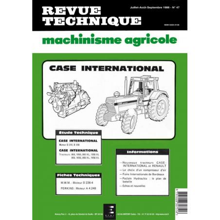 RTA Revue technique agricole CASE INTERNATIONAL 955,1055,955XL,1055XL,956,1056,956XL,1056XL