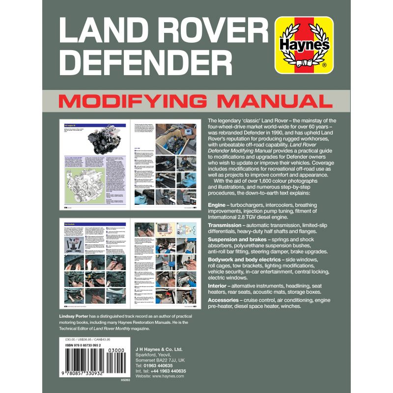 LAND ROVER DEFENDER MODIFYING MANUAL Revue technique Haynes Anglais