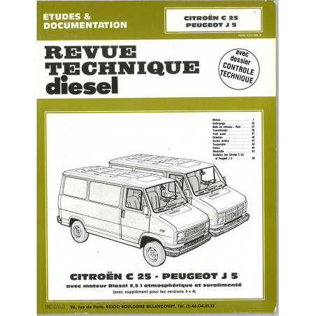 CITROEN C25 - PEUGEOT J5 Moteur 2.5l Atmosphérique et suralimenté RRTD0126.3D - Réédition
