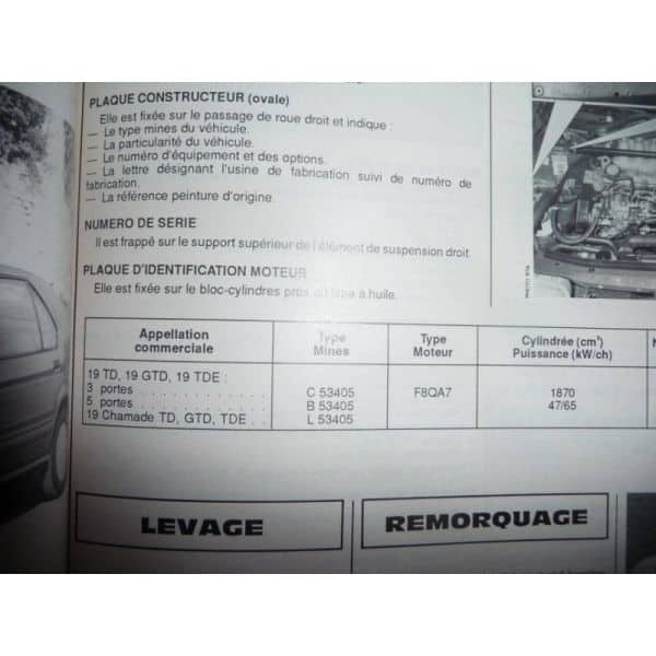 RTA Revues techniques RENAULT R19 Diesel TD - GTD - TDE - Chamade