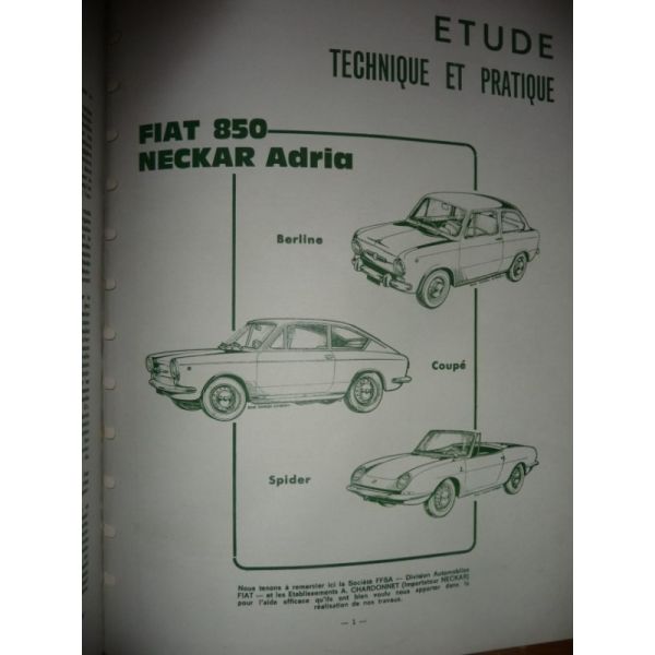 RTA Revues techniques FIAT 850 NECKAR ADRIA